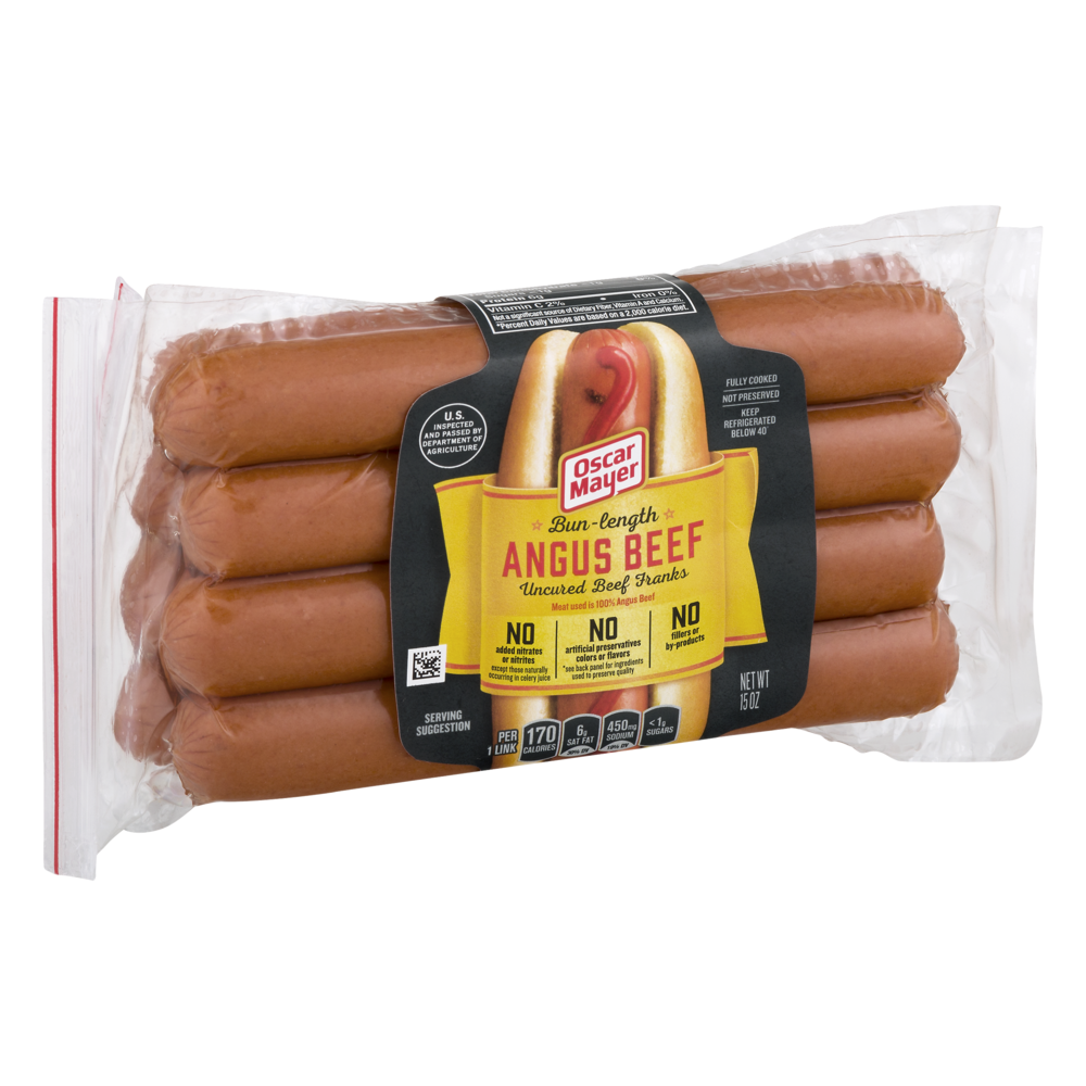 Oscar Mayer Angus Beef Franks Bun Length 8CT 15oz PKG | Garden Grocer
